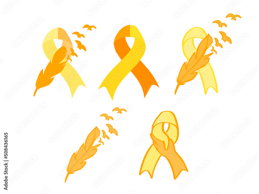 World suicide prevention day awareness and support ribbon in orange and ...