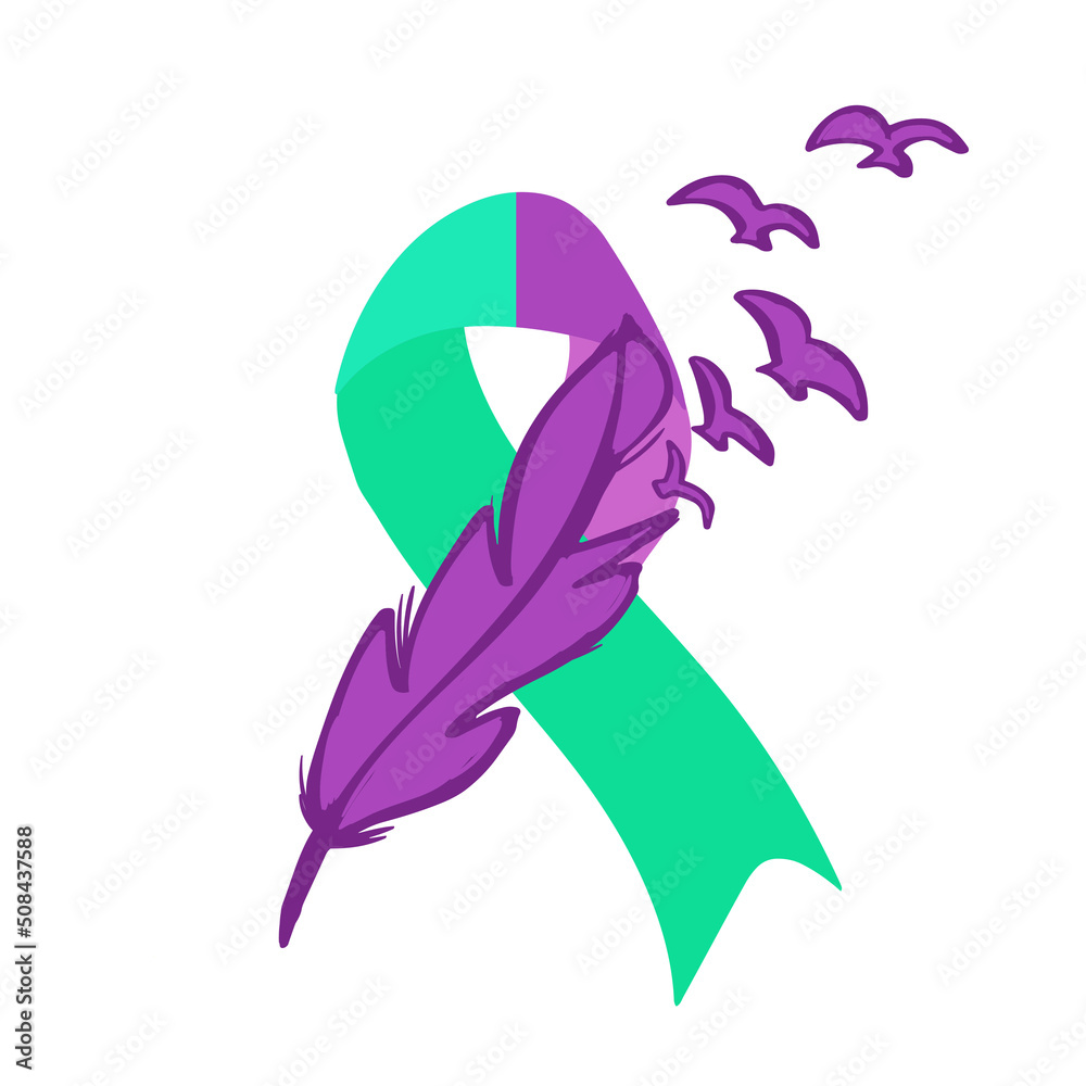World suicide prevention day awareness and support ribbon in teal and ...