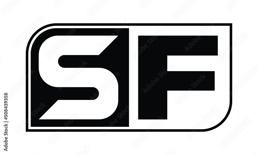 SF letter logo, creative rectangular round shape logo design vector ...