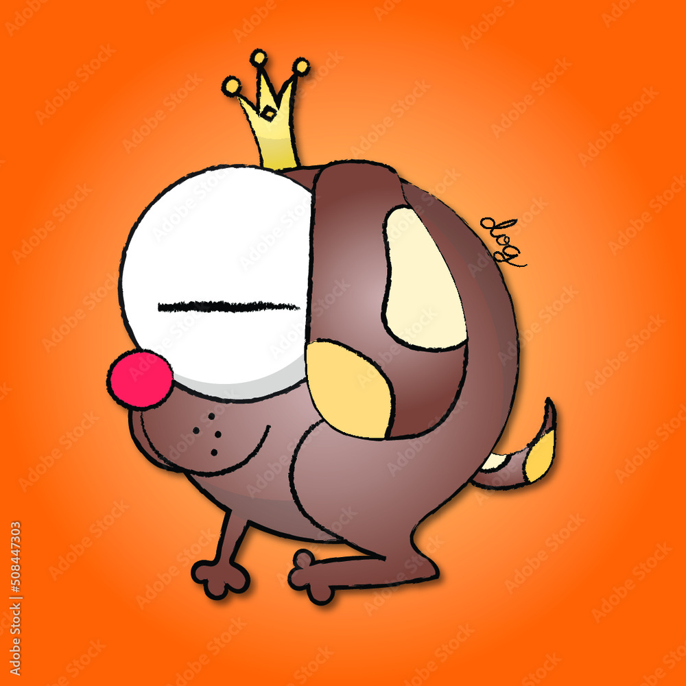 Cartoon dog one eye and round body is cute character. Vector and ...
