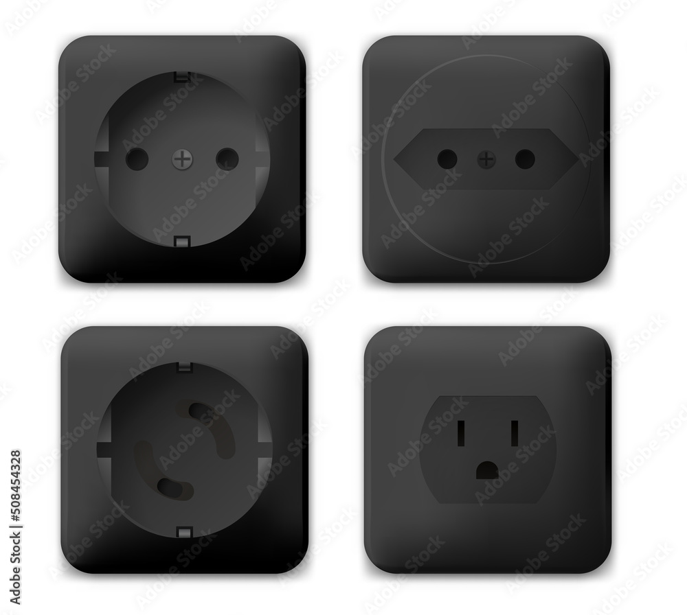 Power Socket Switch And Extension Vector Outlet For Electric Plugs And