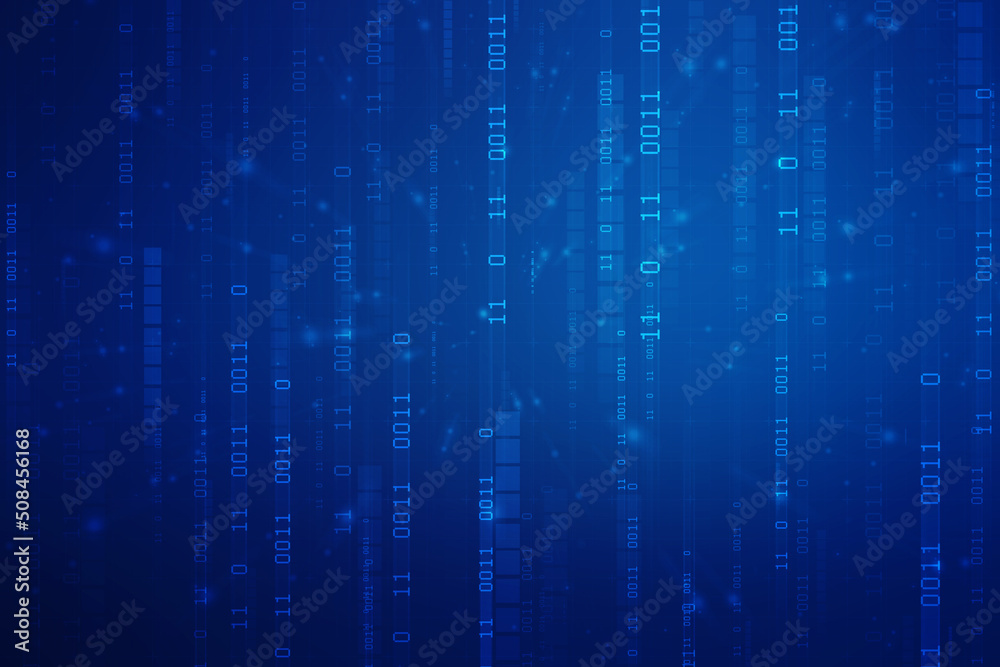 Binary Code Background, Digital Abstract technology background, flowing number one and zero text ...