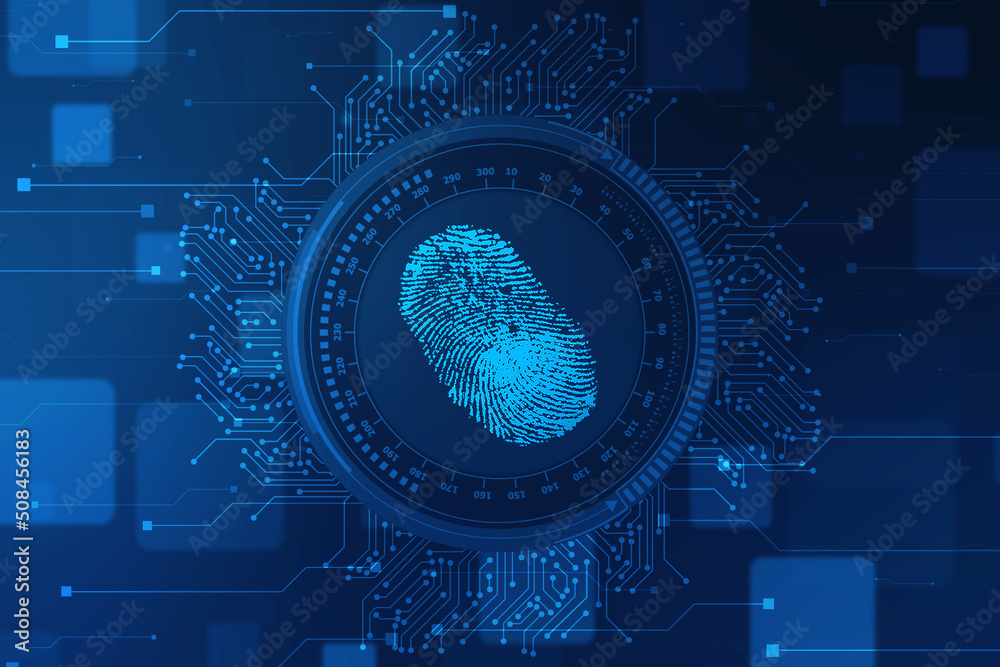 Abstract security system concept with fingerprint on technology ...