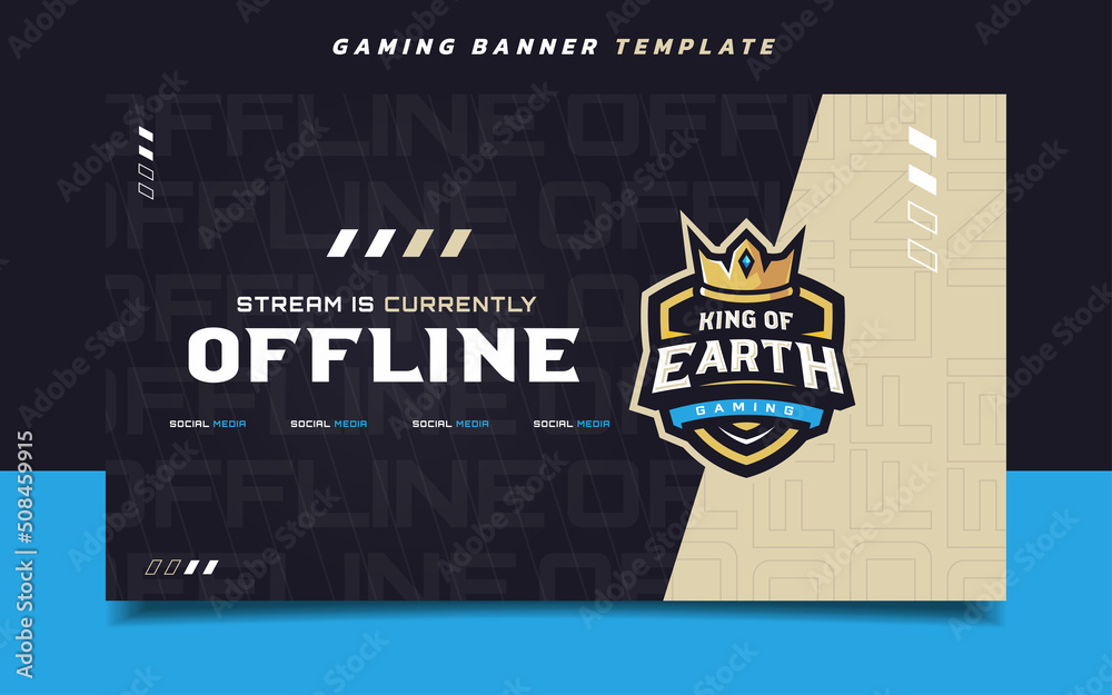 Stream Offline Gaming Banner Screen Template with Logo for Social Media ...