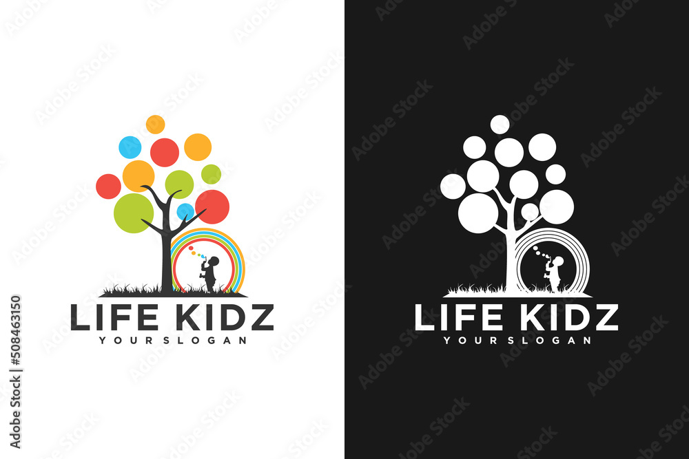 life kids logo template, background logo. Stock Vector | Adobe Stock