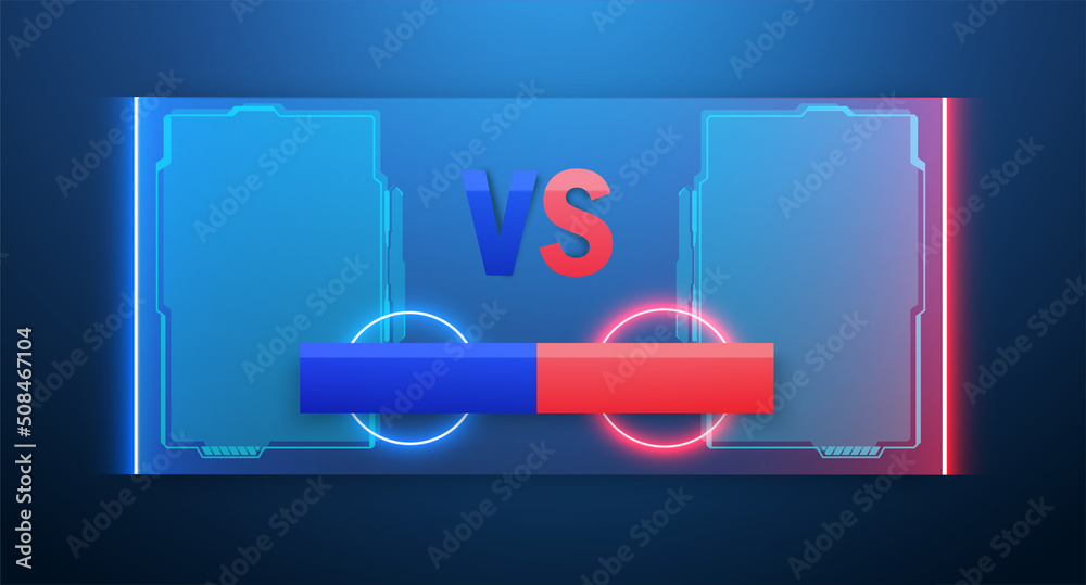 Neon sign of the Versus frames logo with blue and red frames ...