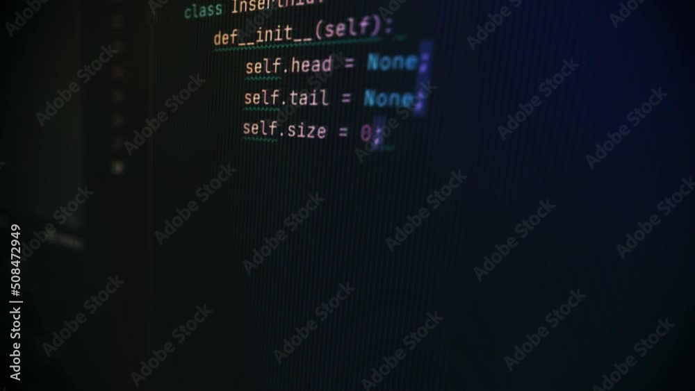 Typing Programming Language Code On A Computer Screen Computer Specialist Is Writing The