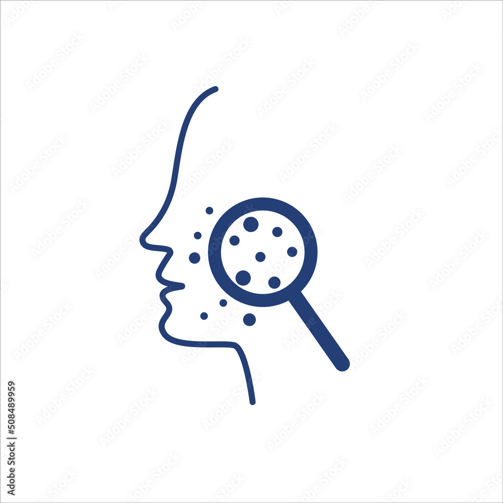 acne on skin face icon, pimple inflammation, dermatology or skincare ...