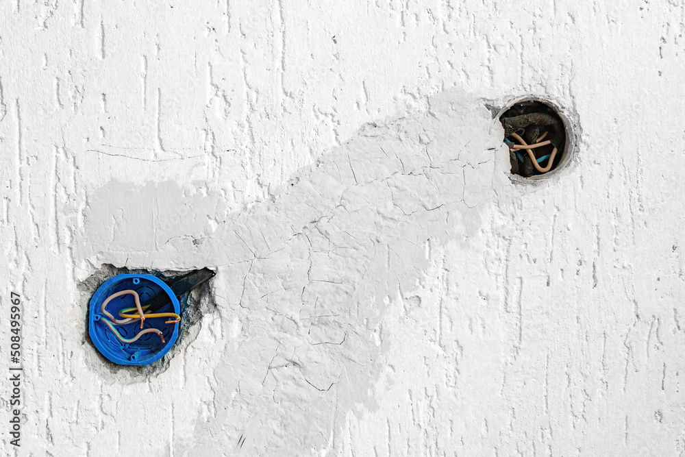 junction box for electrical wiring and a place for a socket in a ...