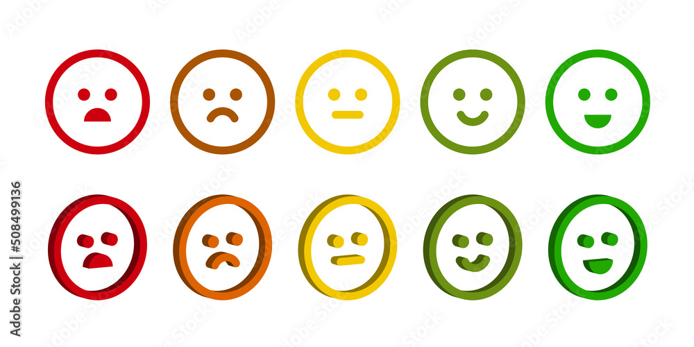 Isometric emoticon. Rating scale or pain scale in the form of emoticons ...