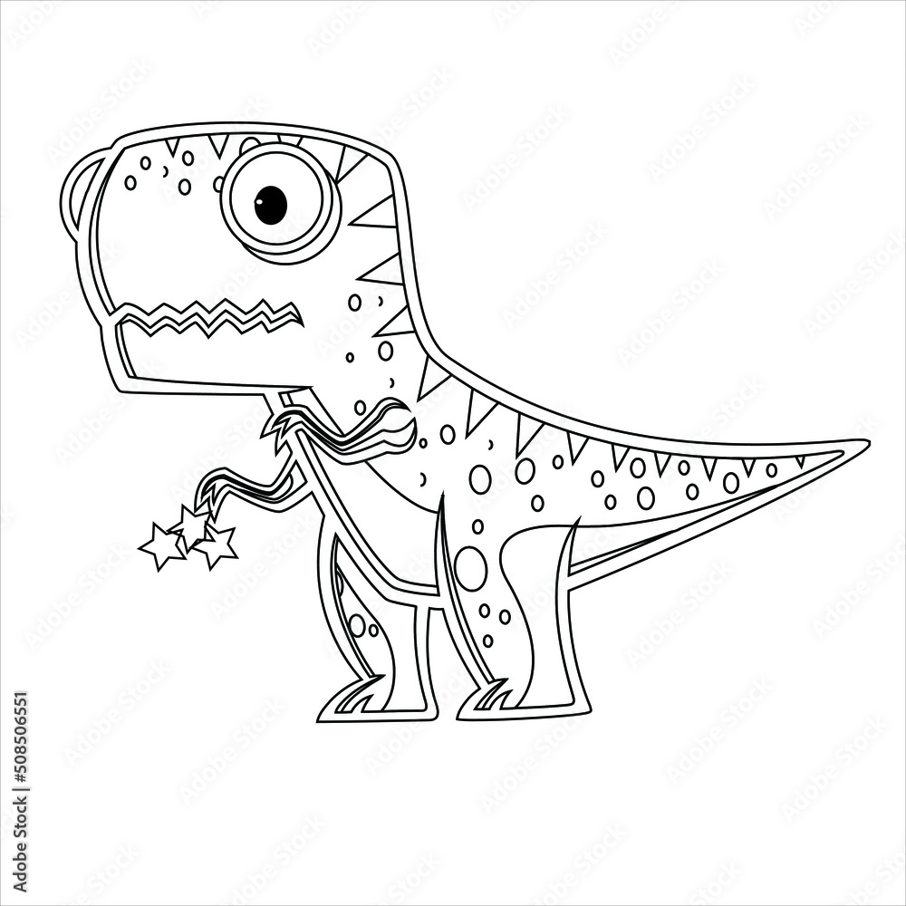 Dinosaur Coloring page For Kids , illustration dinosaur outlined , Cute ...
