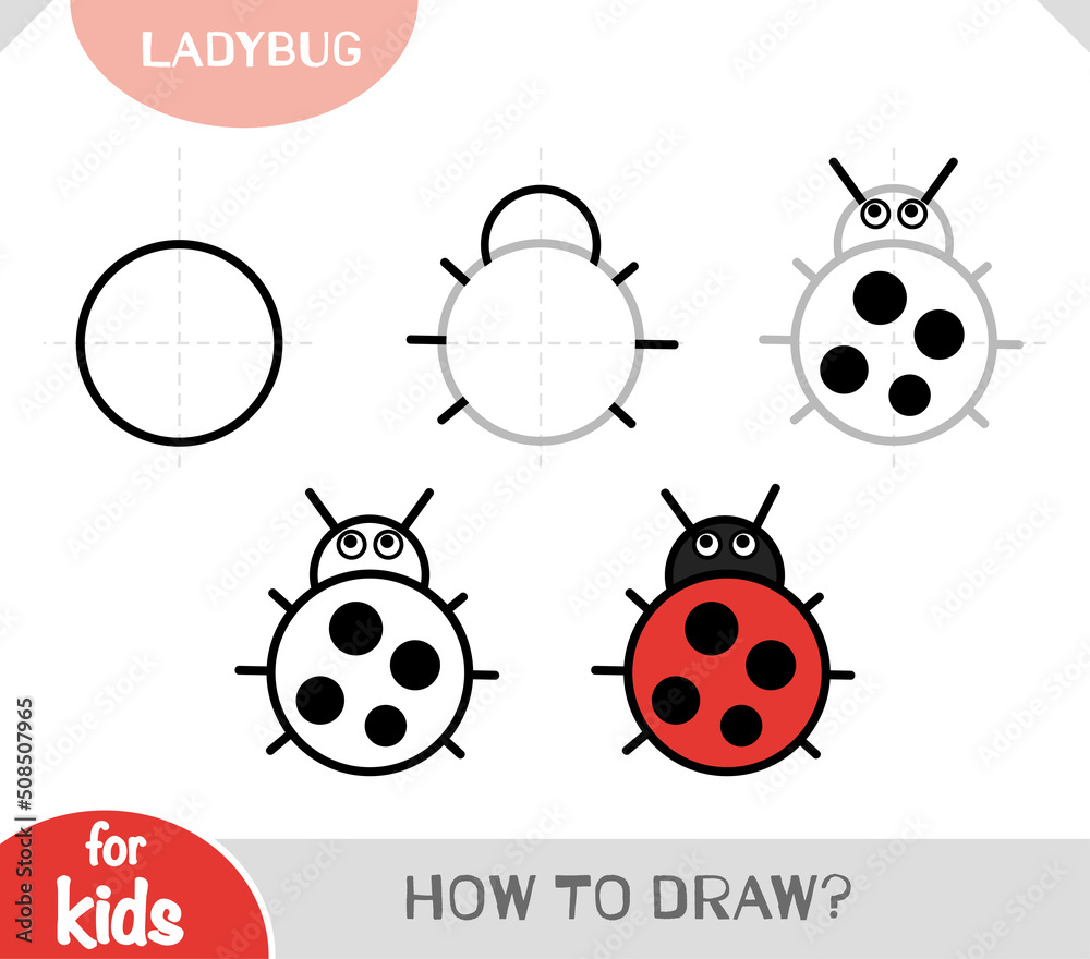 How to draw Ladybug for children. Step by step drawing tutorial Stock ...