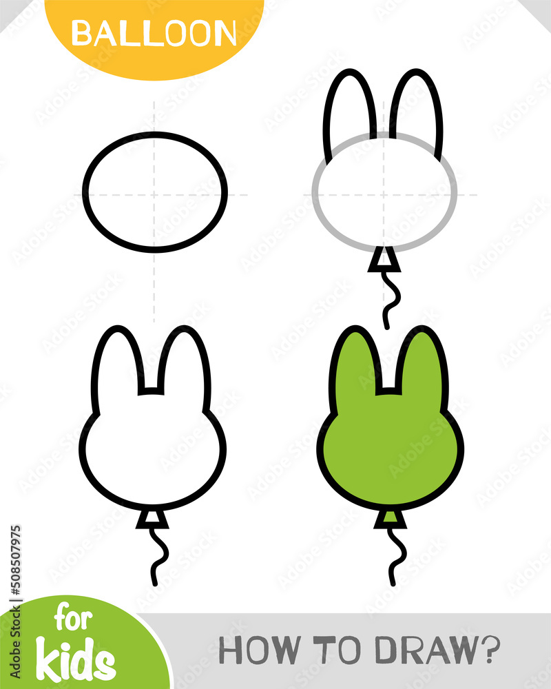How to draw Party balloon for children. Step by step drawing tutorial ...