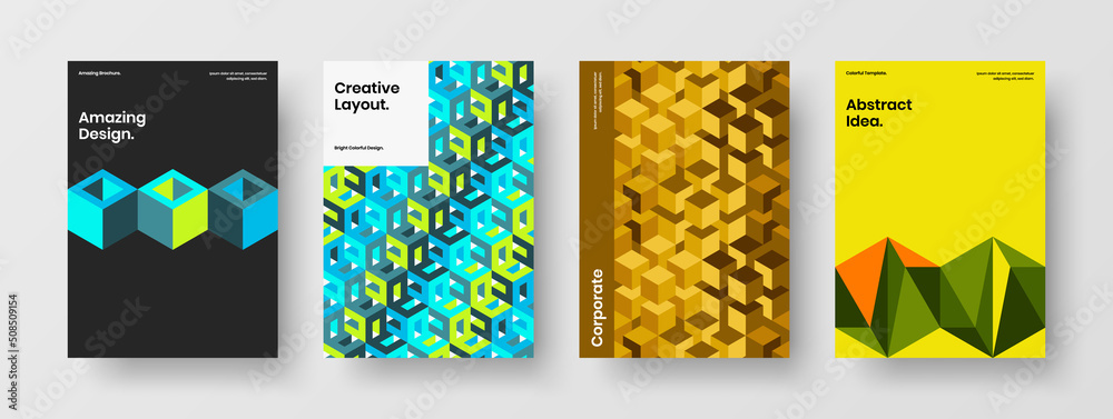 Simple geometric pattern placard layout bundle. Clean company identity ...