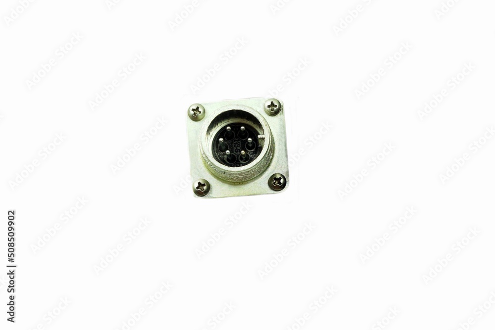 An front side veiw of the 6 pin male circular Connector Socket Plug ...
