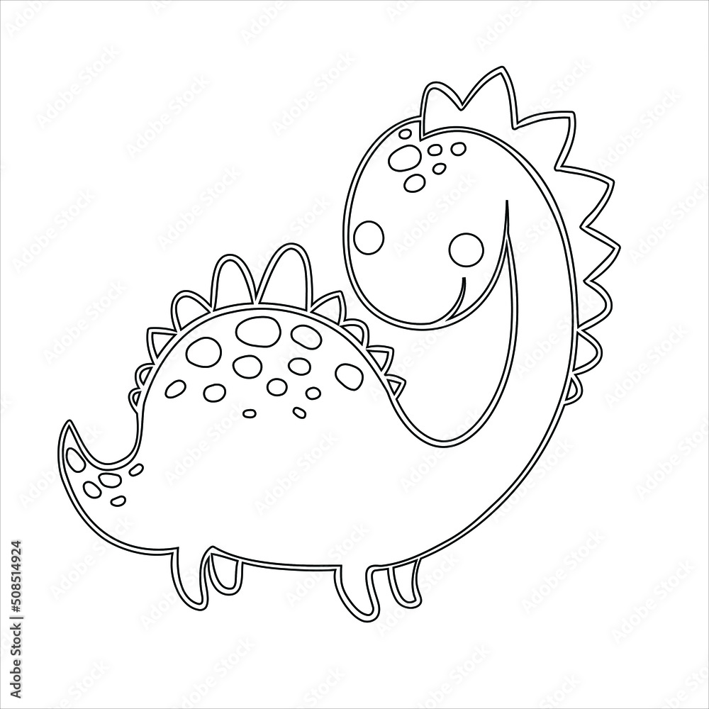Dinosaur Coloring page For Kids , illustration dinosaur outlined , Cute ...