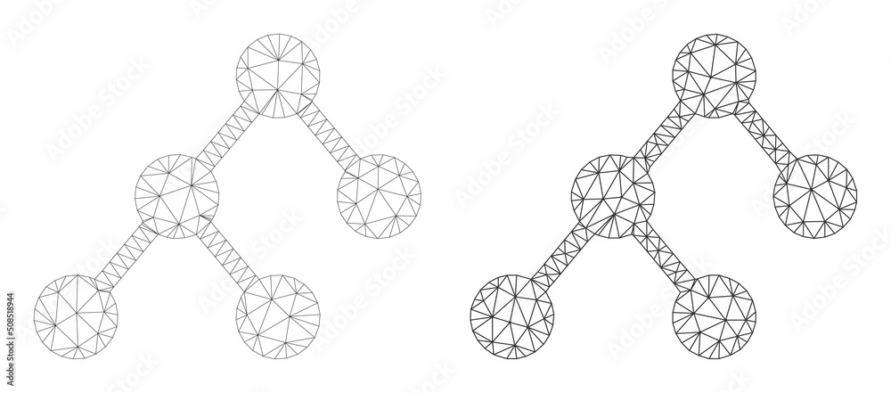 Polygonal mesh binary structure icons. Flat structure versions created ...
