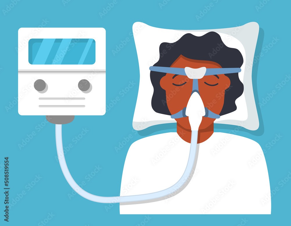 Vetor do Stock: Continuous positive airway pressure.Obstructive sleep ...