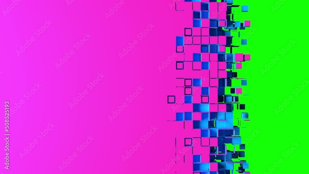 Blue square cells form pink shutter that goes to the left, hide green ...