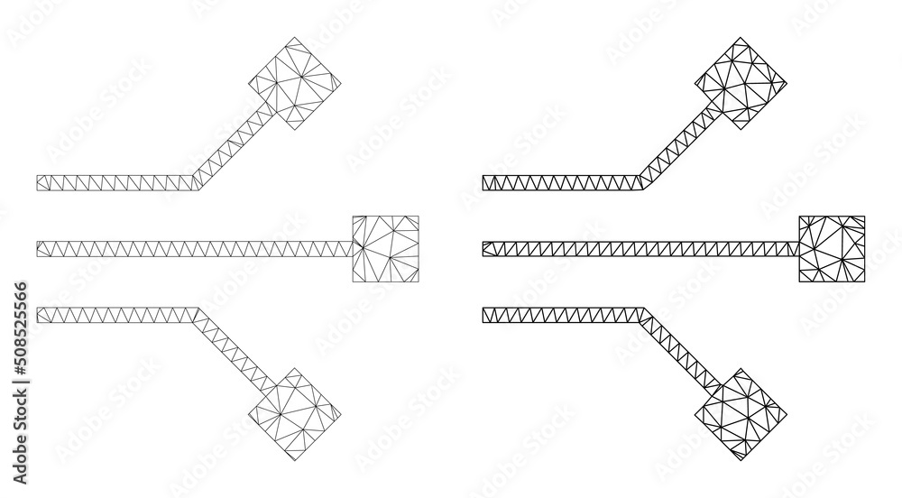 Polygonal mesh circuit nodes icons. Flat carcass versions are created ...