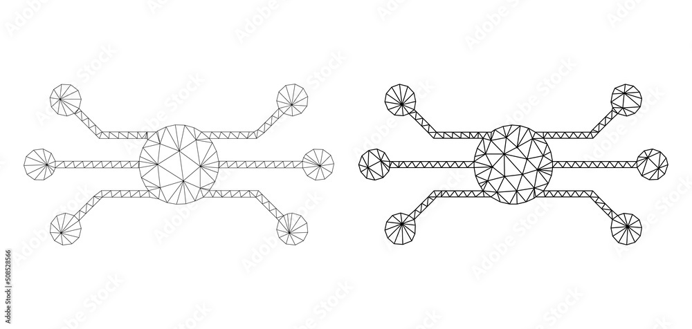 Polygonal mesh circuit node icons. Flat structure variants created from ...