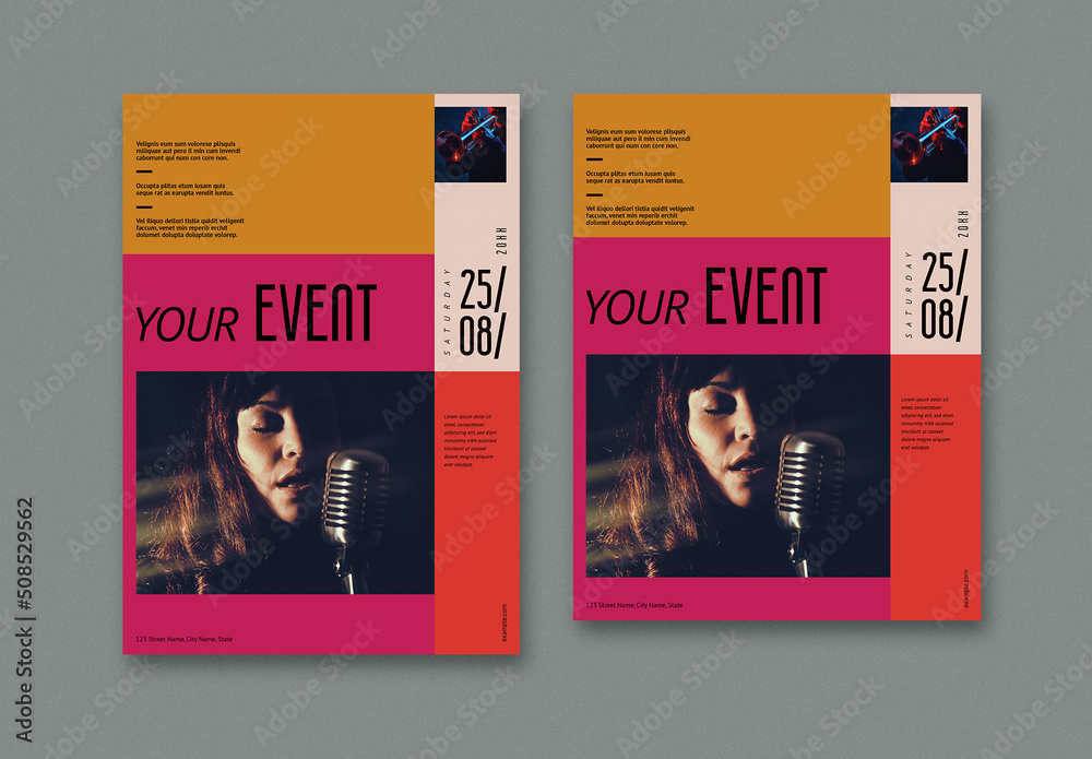 Colorblock Event Flyer Layout Stock Template | Adobe Stock