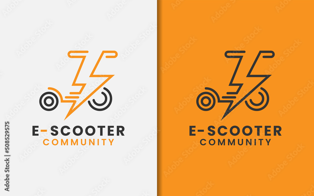 Electric Scooter Logo Design with Minimalist Concept. Stock Vector ...