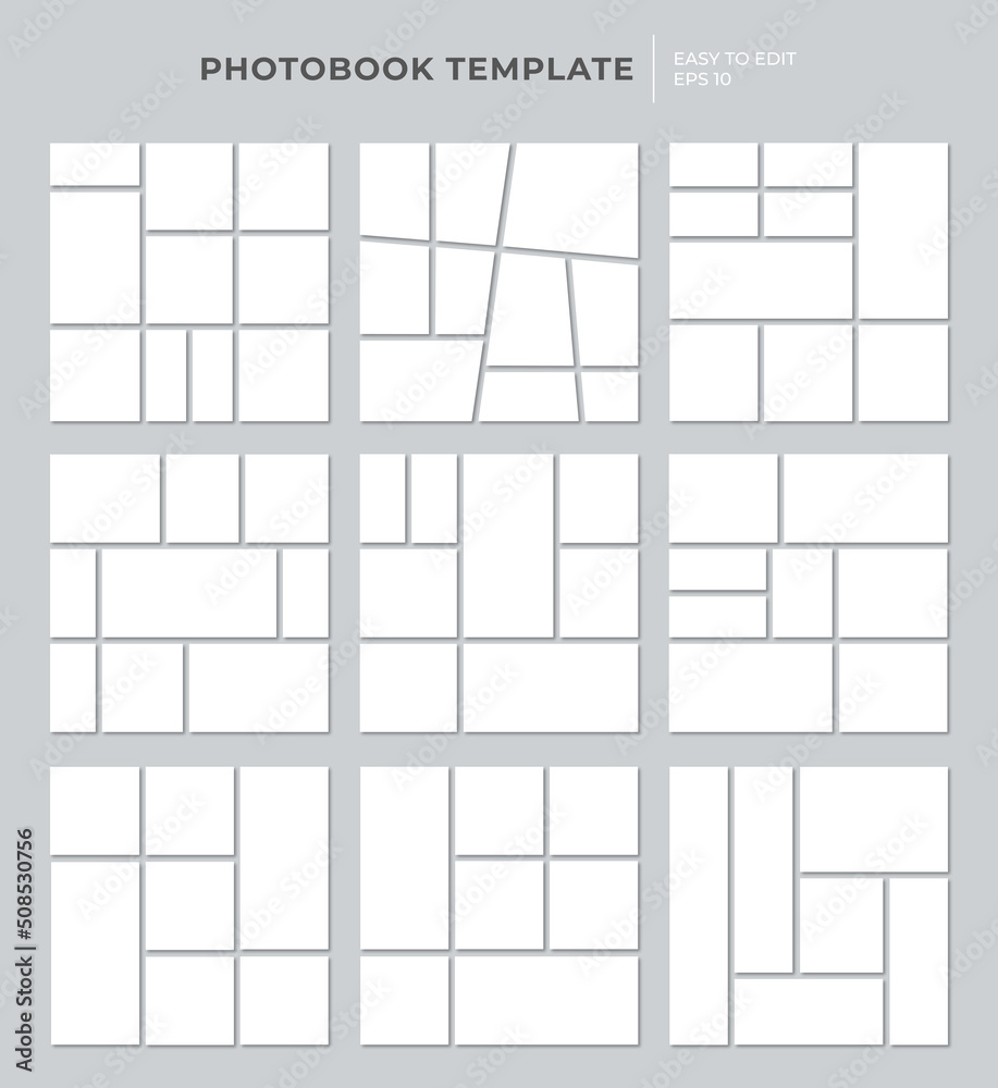 photobook template vector. photo collage grid, collage template, photo ...