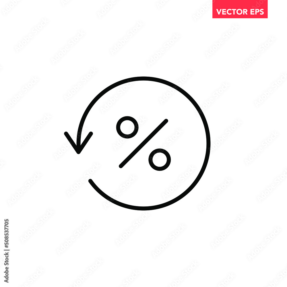 Black single circle rate convert line icon, simple round financial ...