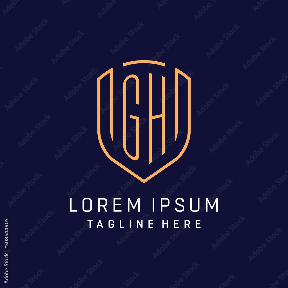 Letter GH monogram logo shield shape with luxury monoline style Stock Vector | Adobe Stock