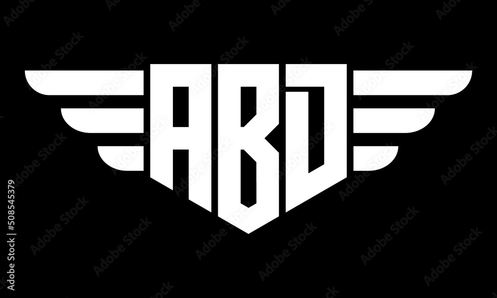 ABD three letter logo, creative wings shape logo design vector template ...