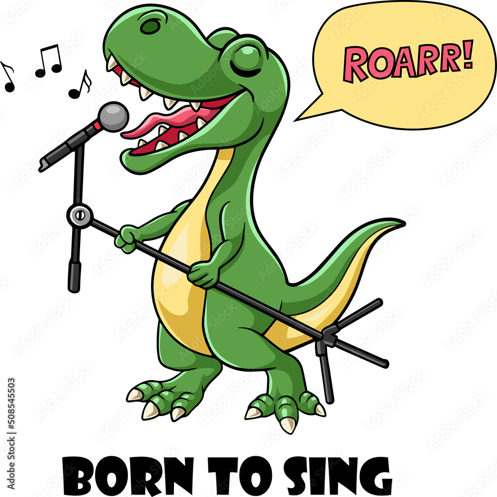 Dinosaur singing with a microphone Stock Vector | Adobe Stock