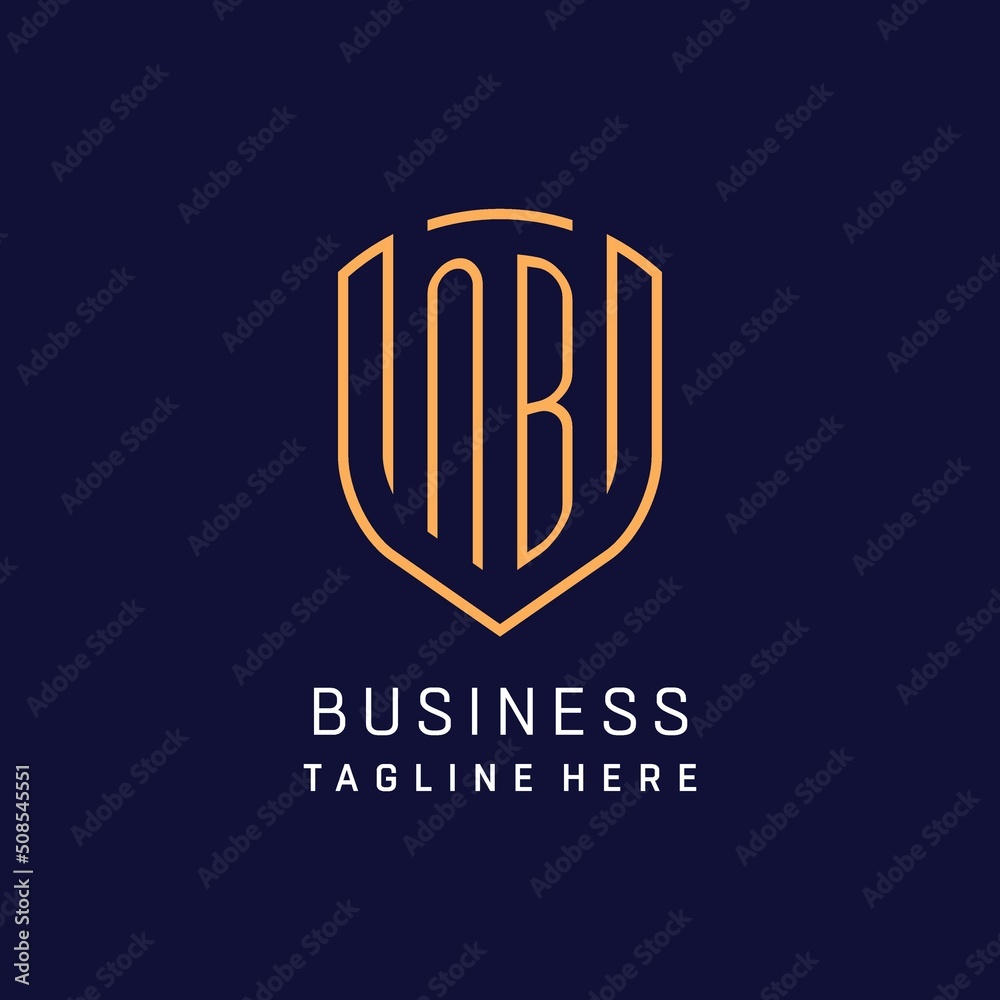 Letter NB monogram logo shield shape with luxury monoline style Stock ...