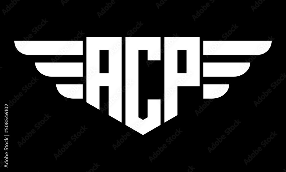 ACP three letter logo, creative wings shape logo design vector template ...
