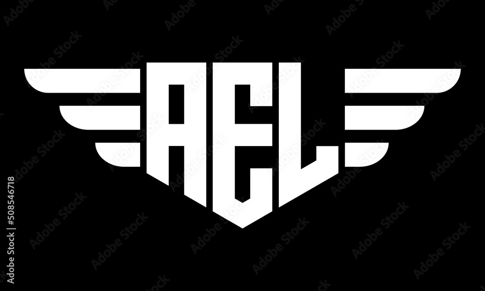 AEL three letter logo, creative wings shape logo design vector template ...