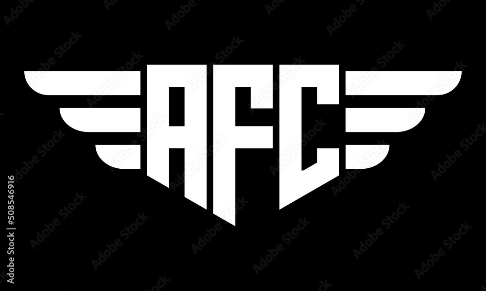 AFC three letter logo, creative wings shape logo design vector template ...