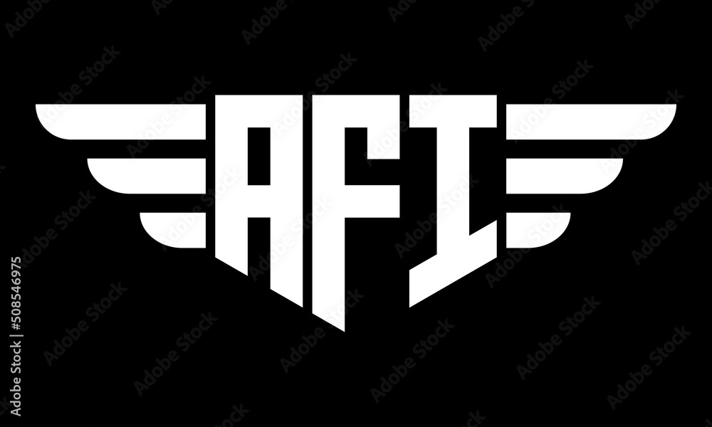 AFI three letter logo, creative wings shape logo design vector template ...