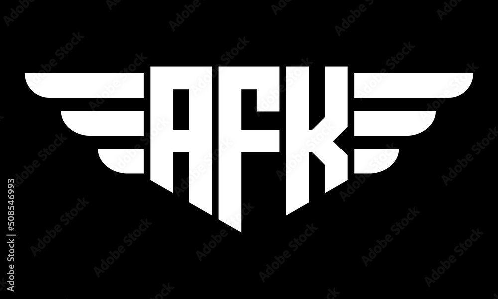 AFK three letter logo, creative wings shape logo design vector template ...
