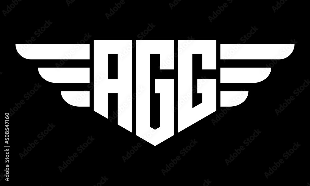AGG three letter logo, creative wings shape logo design vector template ...