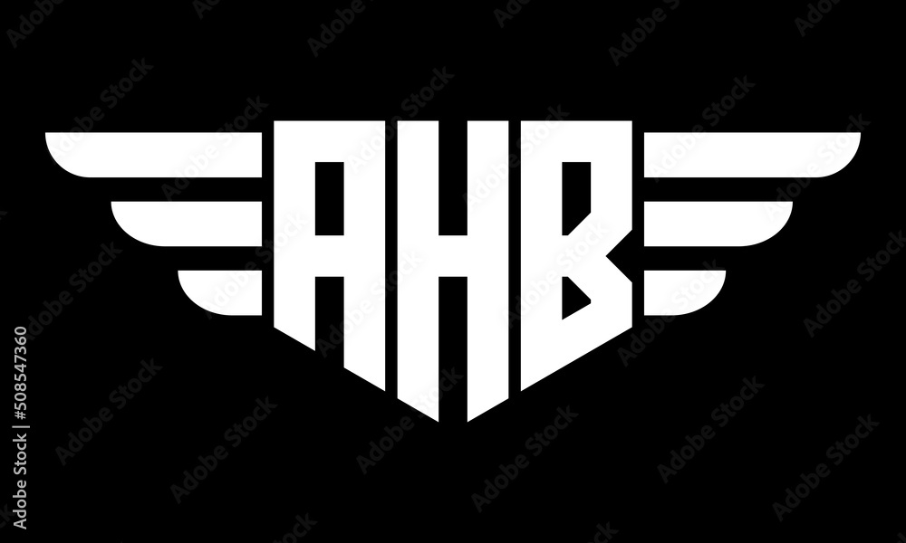 AHB three letter logo, creative wings shape logo design vector template ...