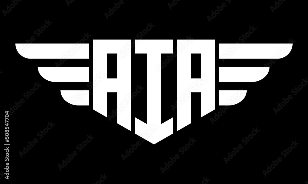 AIA three letter logo, creative wings shape logo design vector template ...