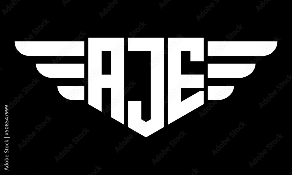 AJE three letter logo, creative wings shape logo design vector template ...