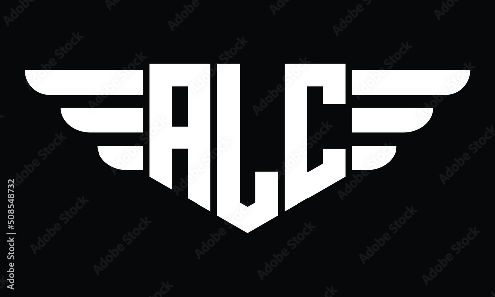 ALC three letter logo, creative wings shape logo design vector template ...