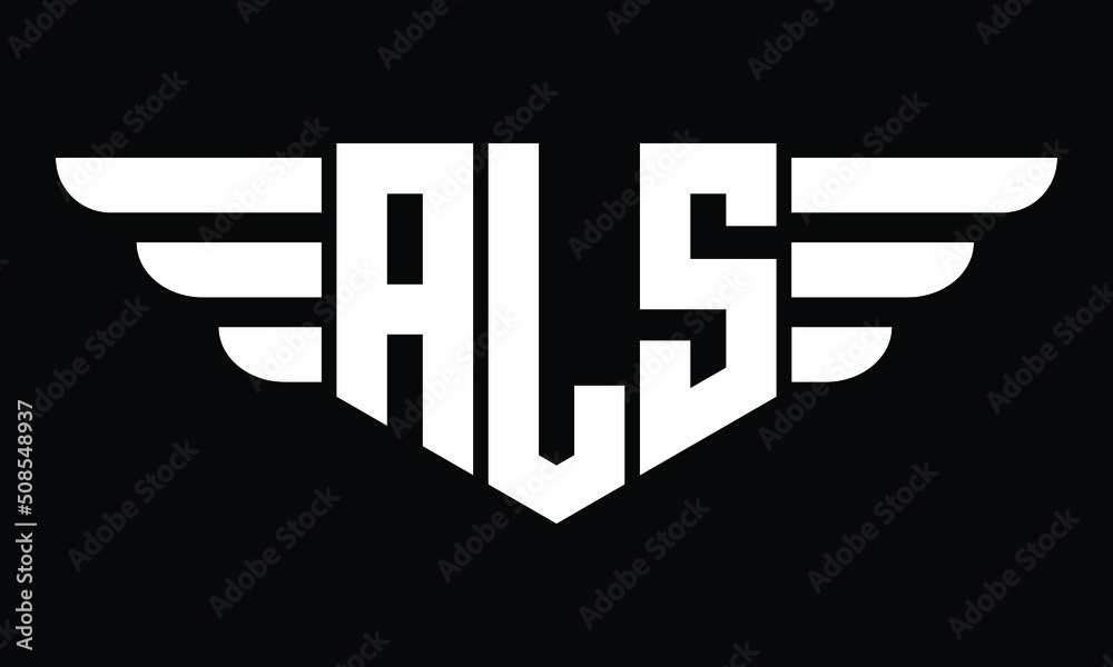 ALS three letter logo, creative wings shape logo design vector template ...