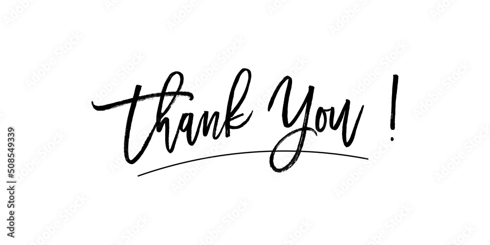Thank You Text Lettering Handwritten Brush vector design Stock Vector ...