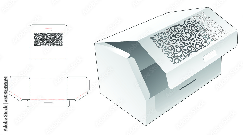 stenciled box die cut and 3D mockup Stock Vector | Adobe Stock
