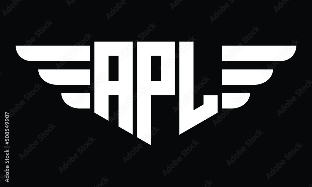 APL three letter logo, creative wings shape logo design vector template ...
