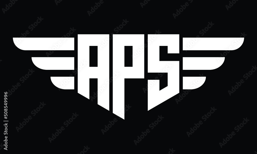 APS three letter logo, creative wings shape logo design vector template ...