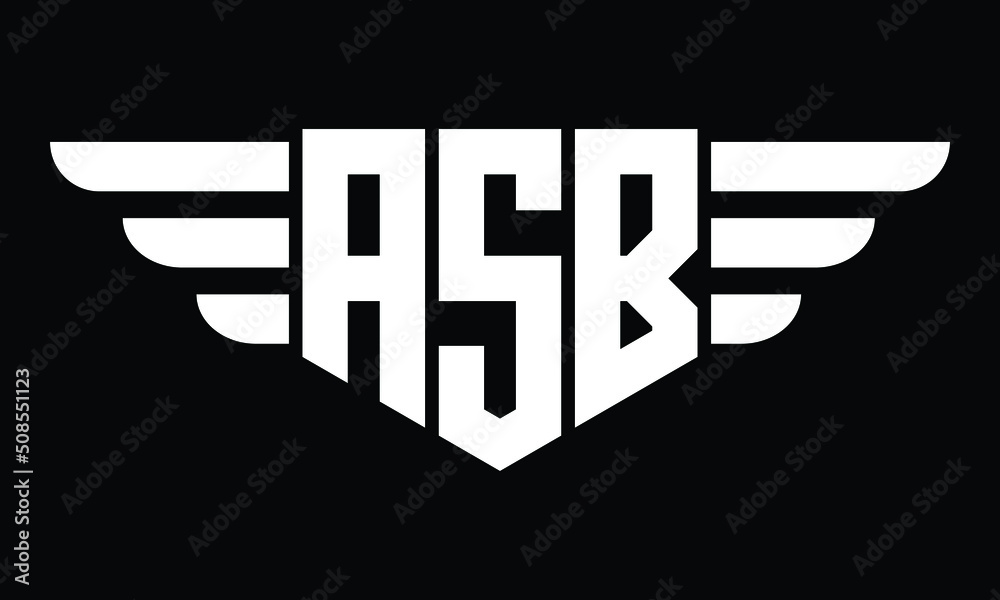 ASB three letter logo, creative wings shape logo design vector template ...