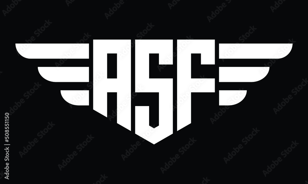 ASF three letter logo, creative wings shape logo design vector template ...
